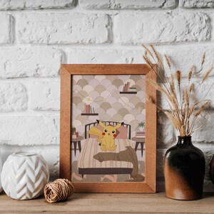 Pikachu Art Print Bedroom Decor Pikachu Pokemon Wall Decor Pokemon Wall ...