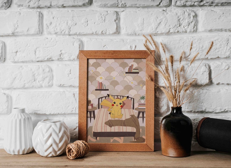 Pikachu Art Print Bedroom Decor Pikachu Pokemon Wall Decor - Etsy