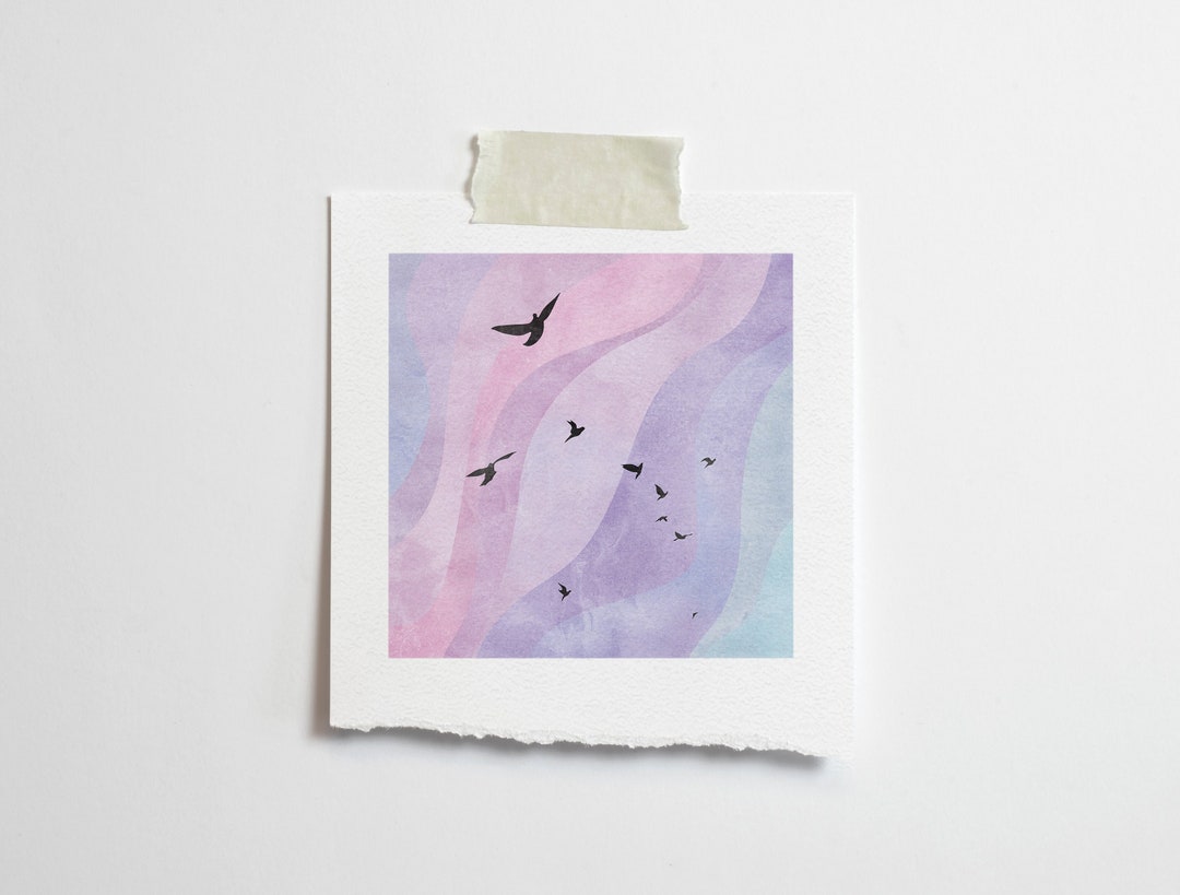 Flying Birds Poster Bird Print Abstract Birds Sky Poster Abstract Wall ...