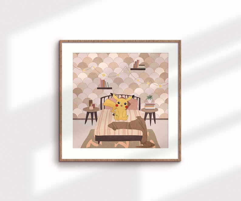 Pikachu Art Print Bedroom Decor Pikachu Pokemon Wall Decor - Etsy