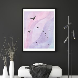 Flying Birds Poster Bird Print Abstract Birds Sky Poster | Etsy