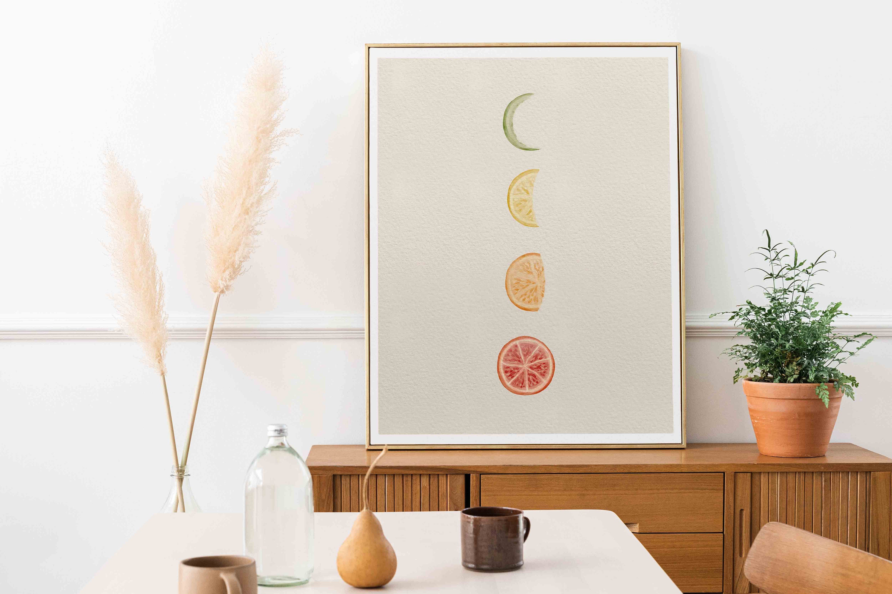 Fruit Moon Phases Print, Kitchen Wall Art, Fruits Art Print, Modern ...