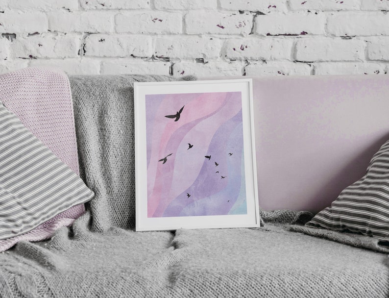 Flying Birds Poster Bird Print Abstract Birds Sky Poster - Etsy