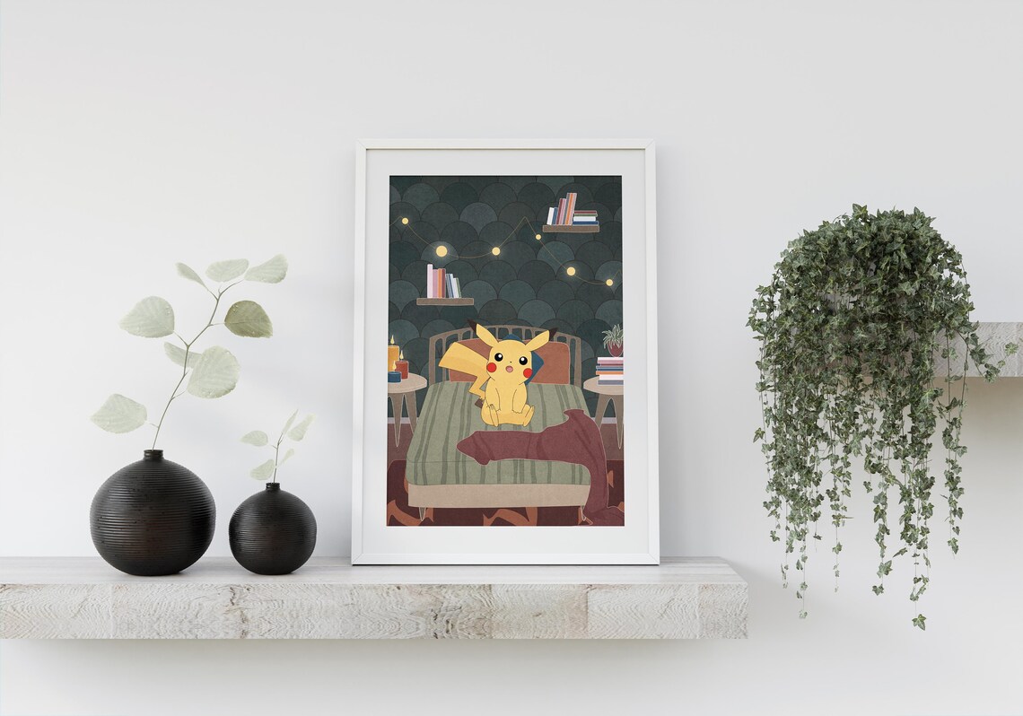 Surprised Pikachu Art Print Bedroom Decor Pikachu Pokemon - Etsy