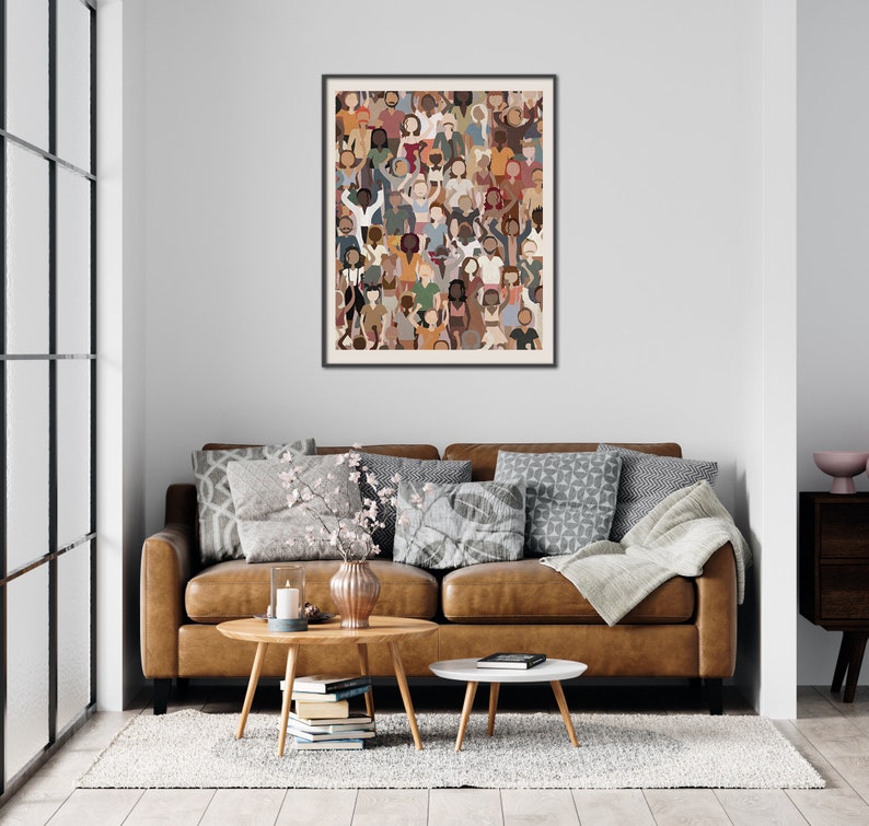 People Protest Art Print Diversity Art Crowd Wall Decor Complex Art ...