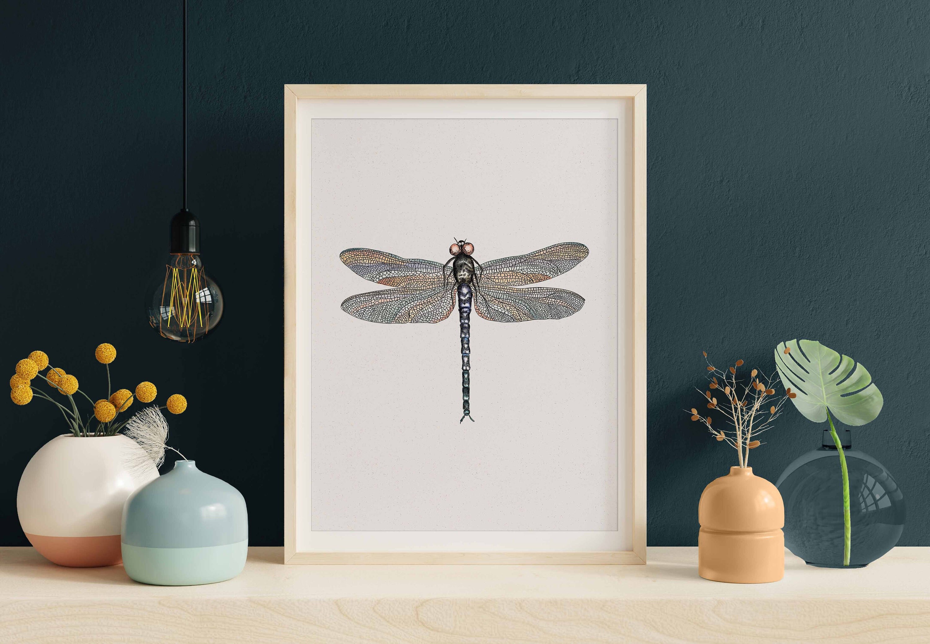 Dragonfly Print, Insect Poster, Dragonfly Art, Colored Dragonfly ...