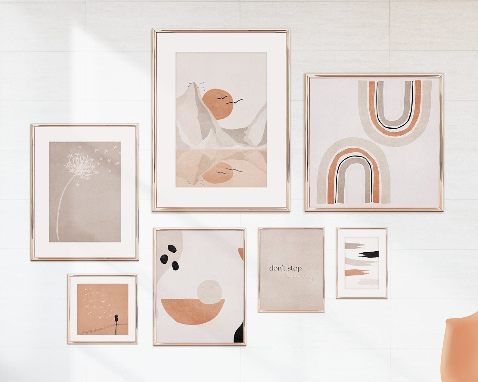 Neutral Gallery Wall Set of 7 Abstract Print Beige Wall Decor | Etsy