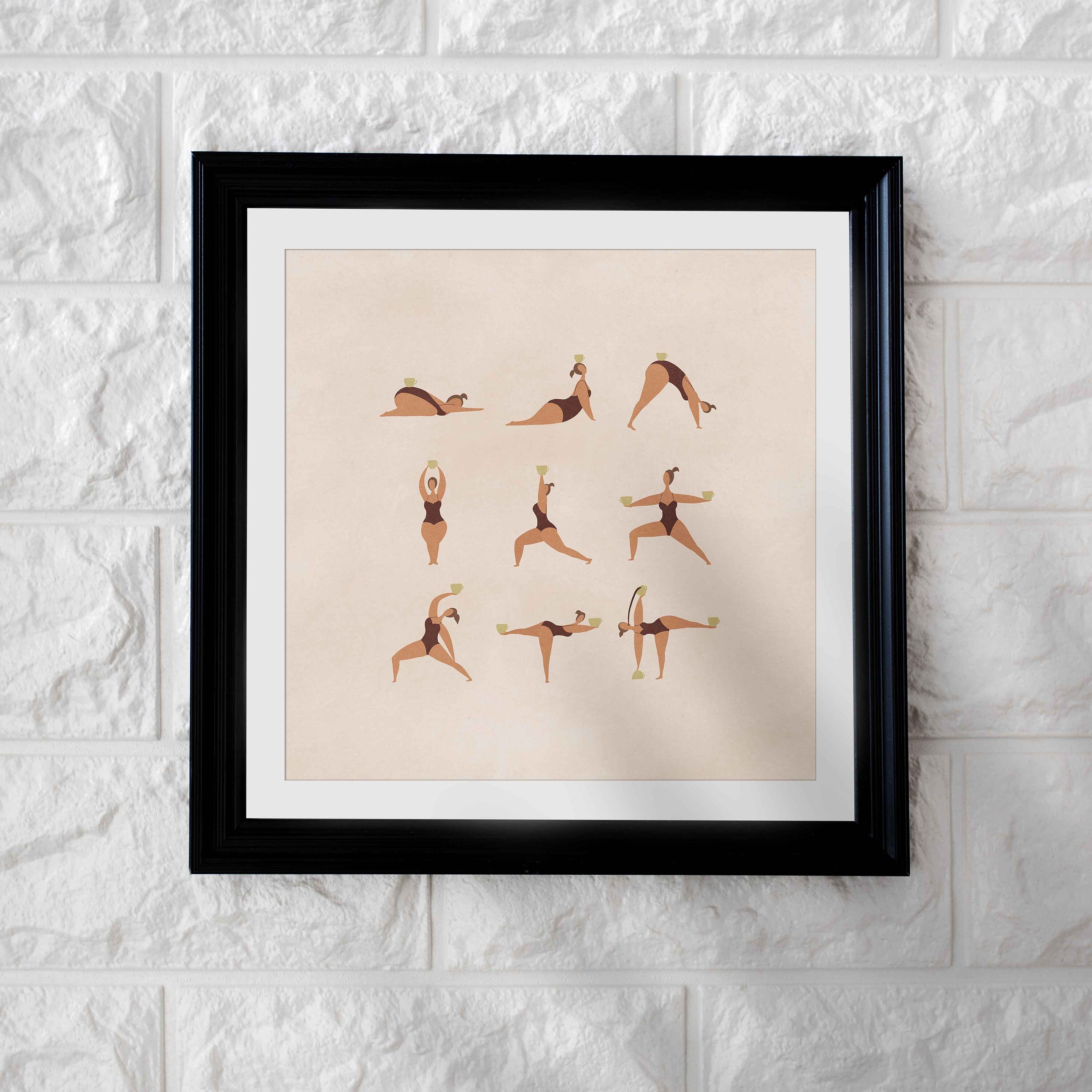 Yoga Poses Poster With Coffee, Yoga and Coffee Poster, Yoga Wall Decor ...