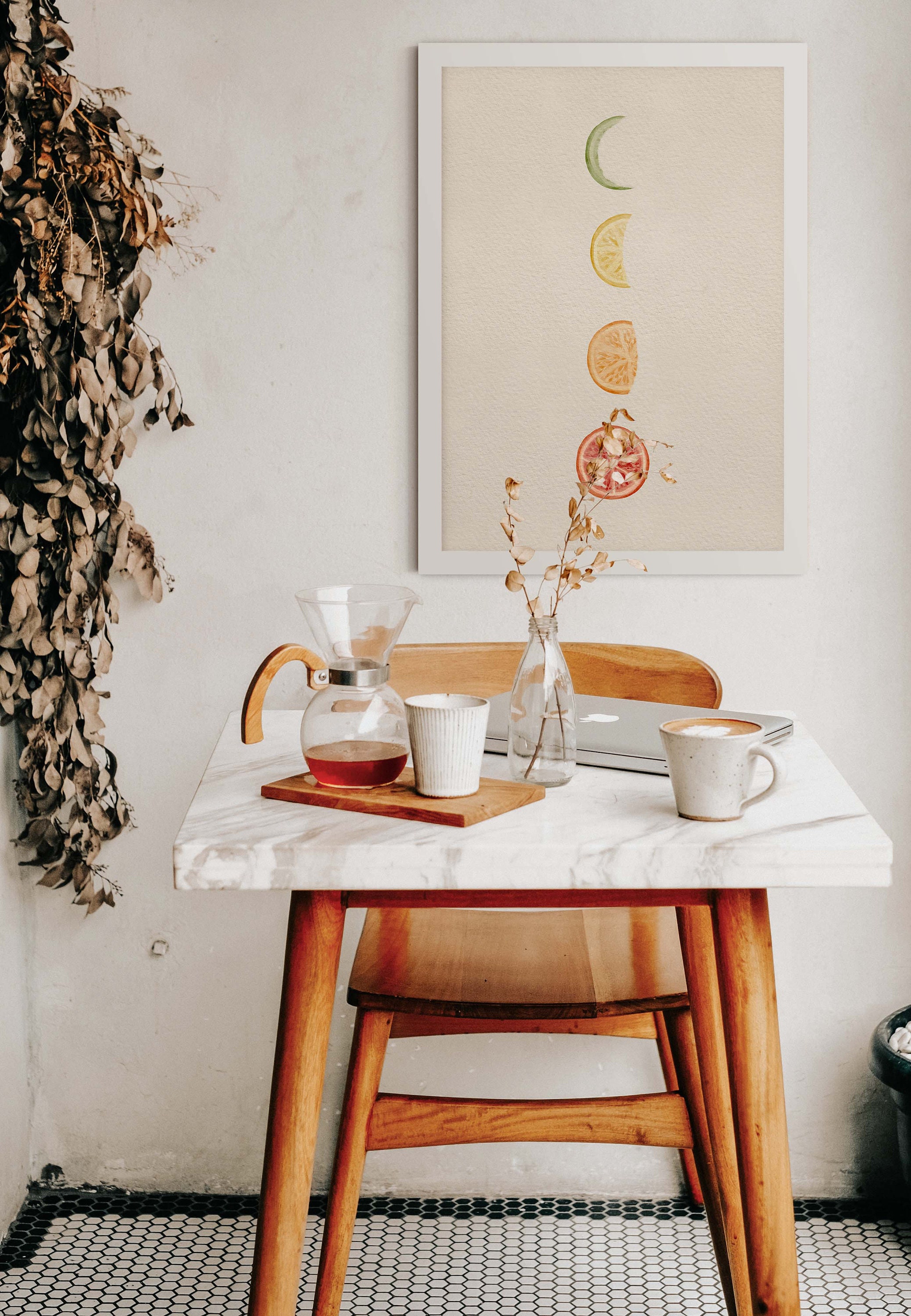 Fruit Moon Phases Print, Kitchen Wall Art, Fruits Art Print, Modern ...