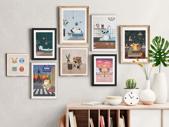 Pokemon Gallery Wall Set of 8 Pokemon Poster Pikachu - Etsy