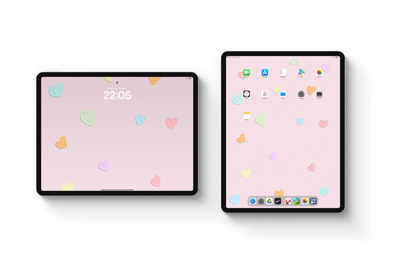 Oil Paint Hearts Wallpaper, Pastel Hearts iPad Wallpaper Aesthetic ...