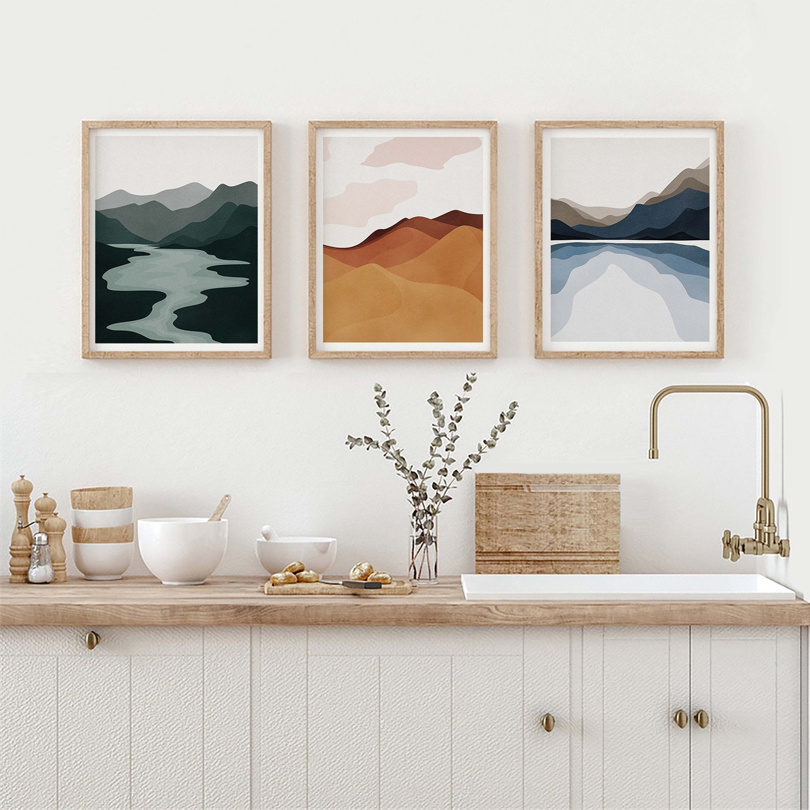 Abstract Landscape Print Set of 3 Nature Poster Boho Desert - Etsy