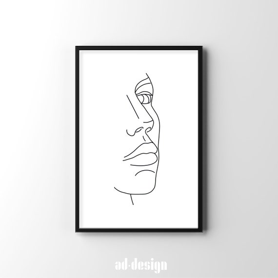 Face Line Art Print par ad.design | Etsy