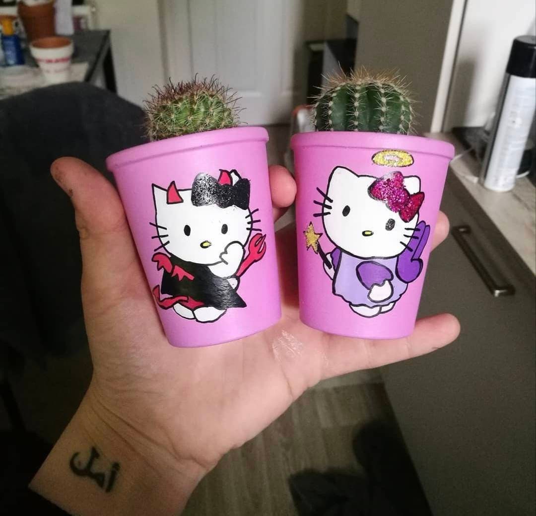 Devil and Angel Hello Kitty Plant Pots - Etsy
