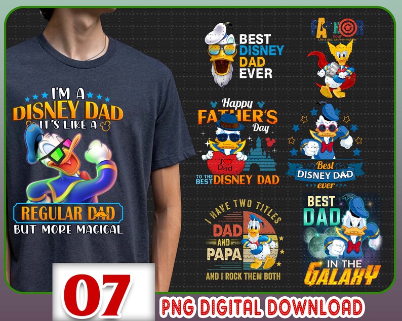 Donald Duck Best Dad Ever Bundle PNG, Mickey and Friends Png ...
