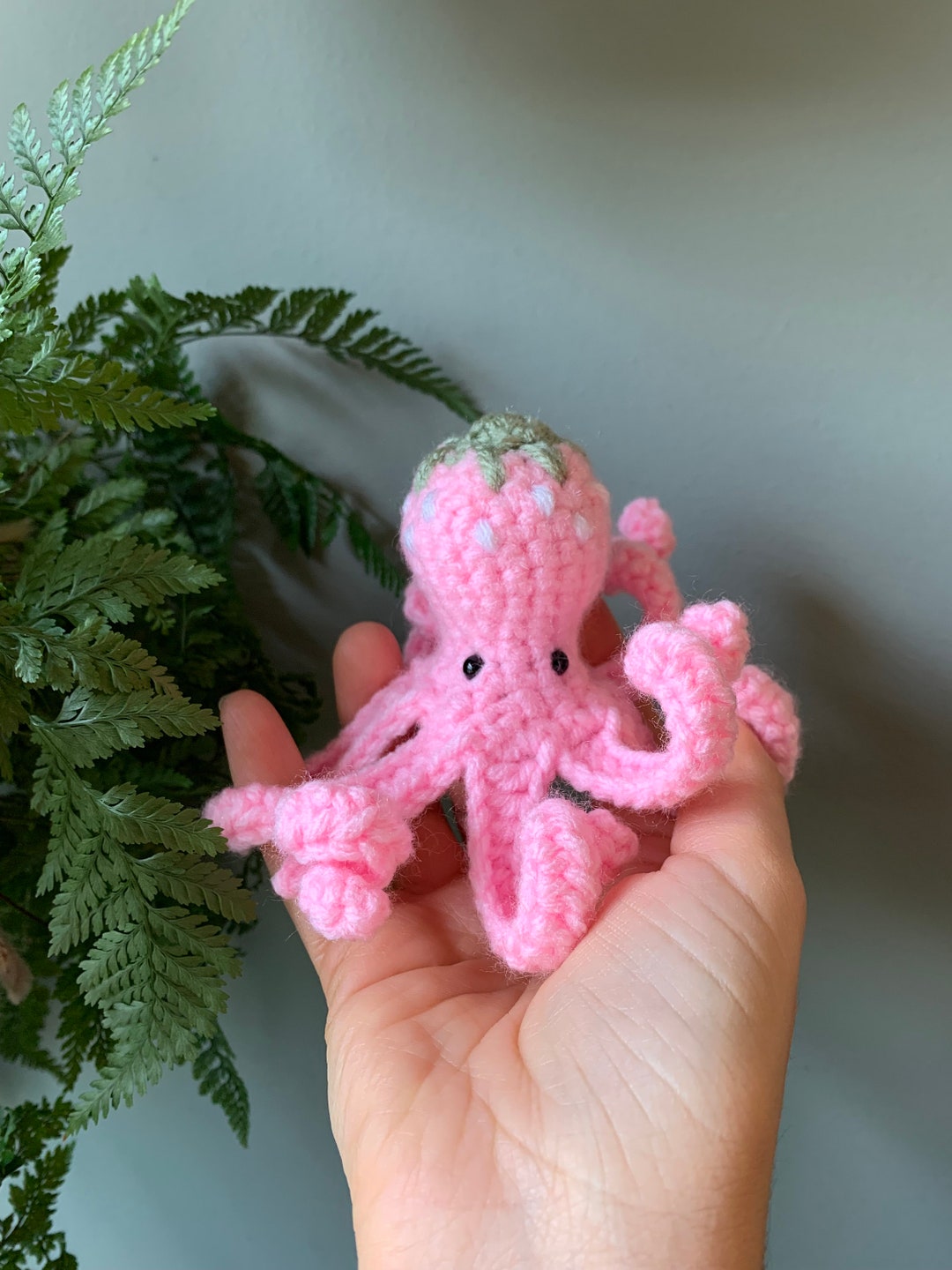 Pink Strawberry Octopus Handmade Crochet Octopus Mini Amigurumi Octopus ...
