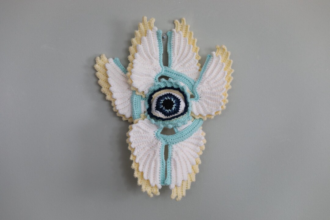 White and Blue Seraph Handmade Crochet Seraphim Wall Art Halloween ...