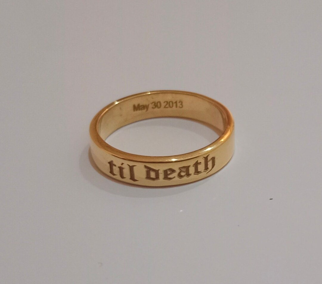 Personalized Til Death Engraving Band Ring 925 Silver Flat Band Ring ...