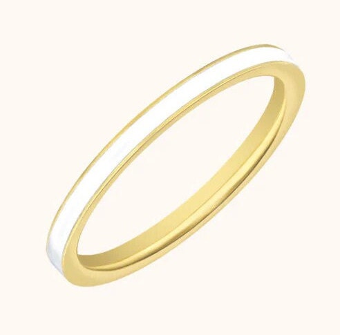 2mm Wide Enamel Band Ring, Ceramic Band Ring, Stacking Band Ring ...