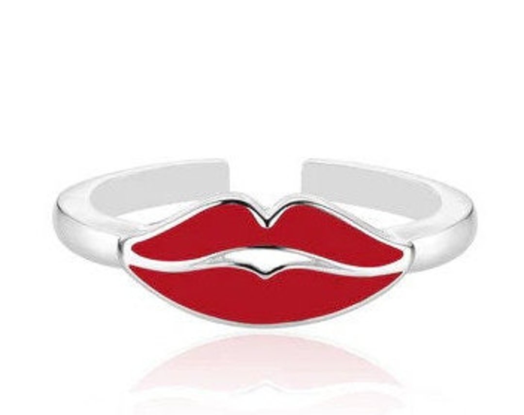Lips Ring ! Sterling Silver Lips Ring ! Red Lips Ring ! Lovers Lips ...