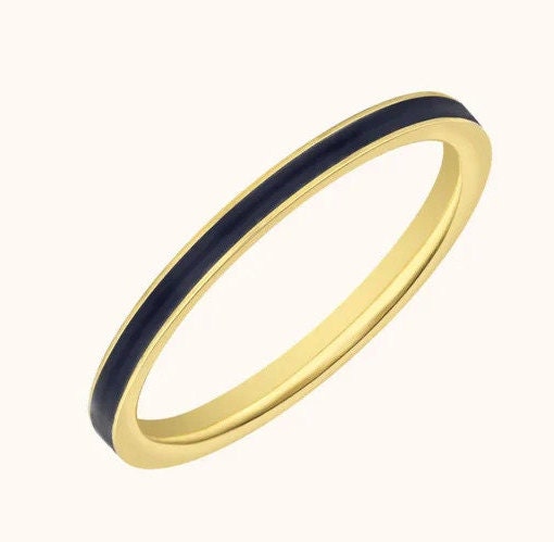 2mm Wide Enamel Band Ring, Ceramic Band Ring, Stacking Band Ring ...