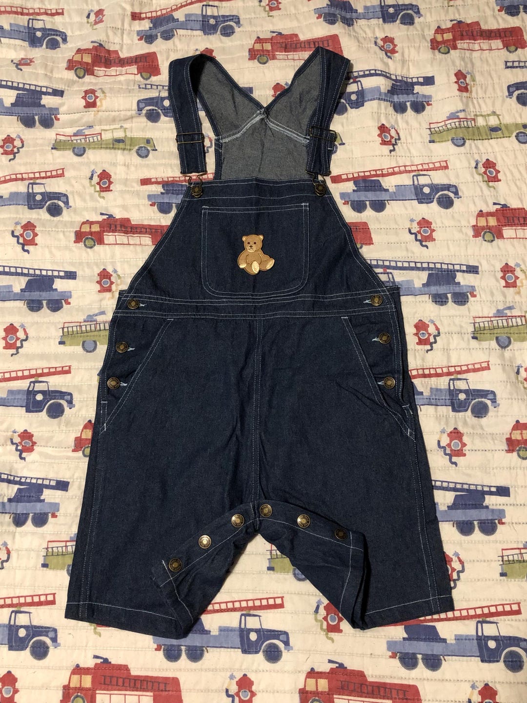 Teddy Bear Shortalls With Snap Crotch - Etsy