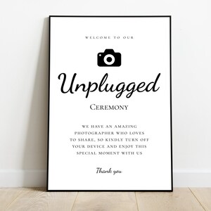 Unplugged Ceremony Sign INSTANT Download | Etsy