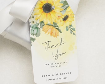 Thank You Favor Tag Template Sunflower Rustic Wedding Thank You Tag for ...
