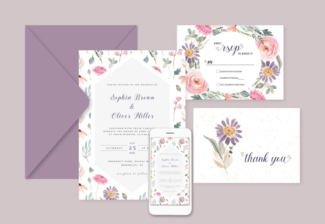 Wedding Invitation SET, INSTANT Download - Etsy