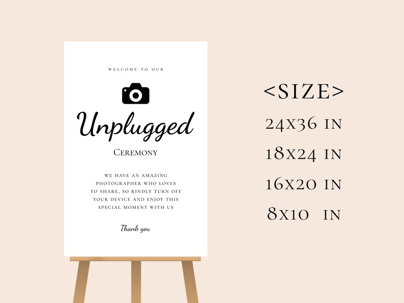 Unplugged Ceremony Sign INSTANT Download - Etsy