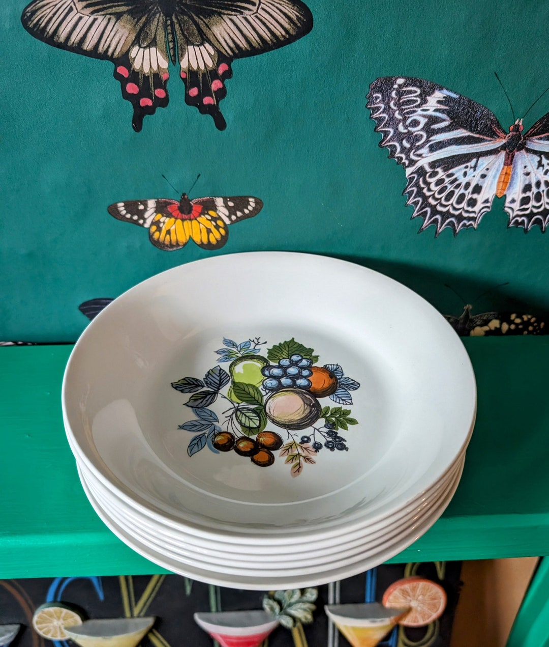 Vintage Retro Swinnertons Ironstone Harvest Fruit Pattern Cereal Bowls ...