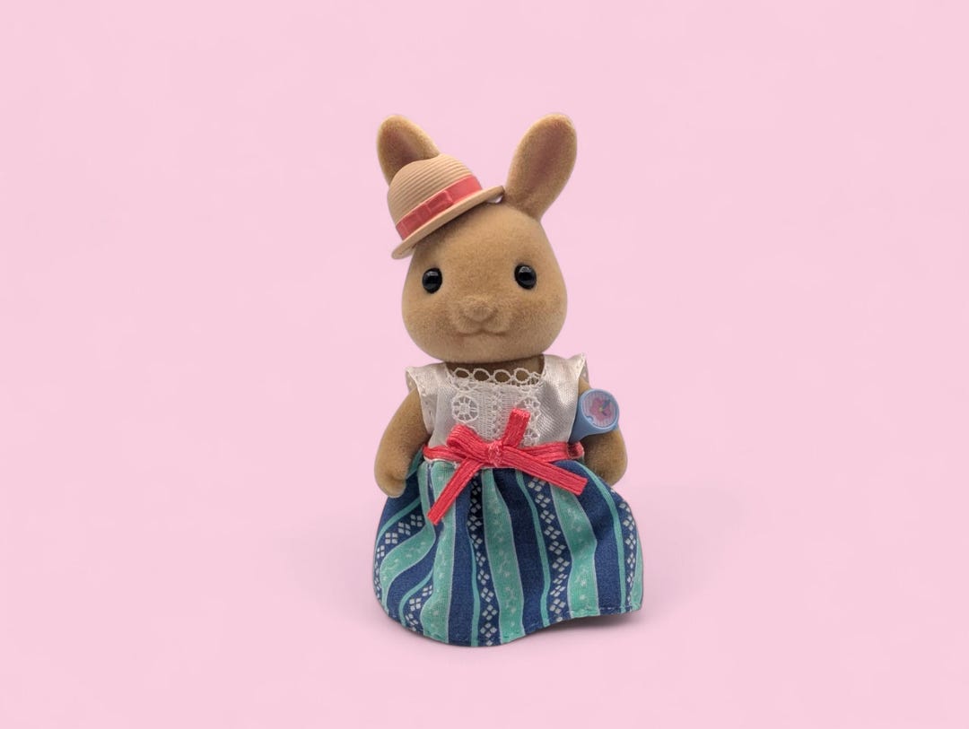 Sylvanian Families Sunny Rabbit Adult Figure - With Dress, Hat and ...