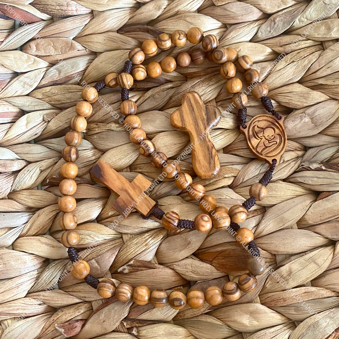 Handmade Olive Wood Rosary: Virgin Mary Catholic Prayer Beads - Etsy