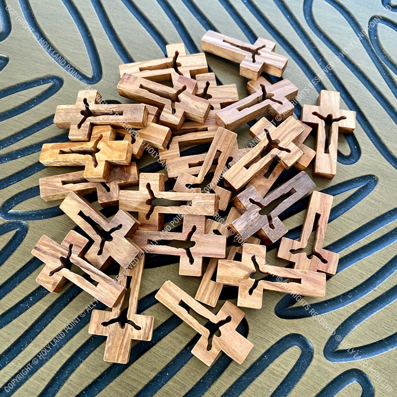 Olive Wood Crosses With Crucifix Inside, Bethlehem Crosses, Natural ...