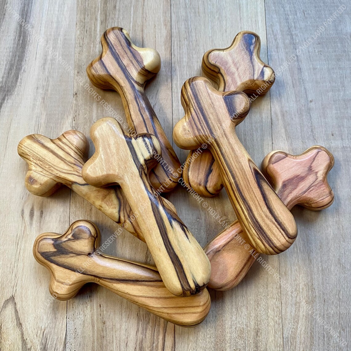 Olive Wood Comfort Crosses (set of 7): Handmade Prayer Holding Cross - Etsy