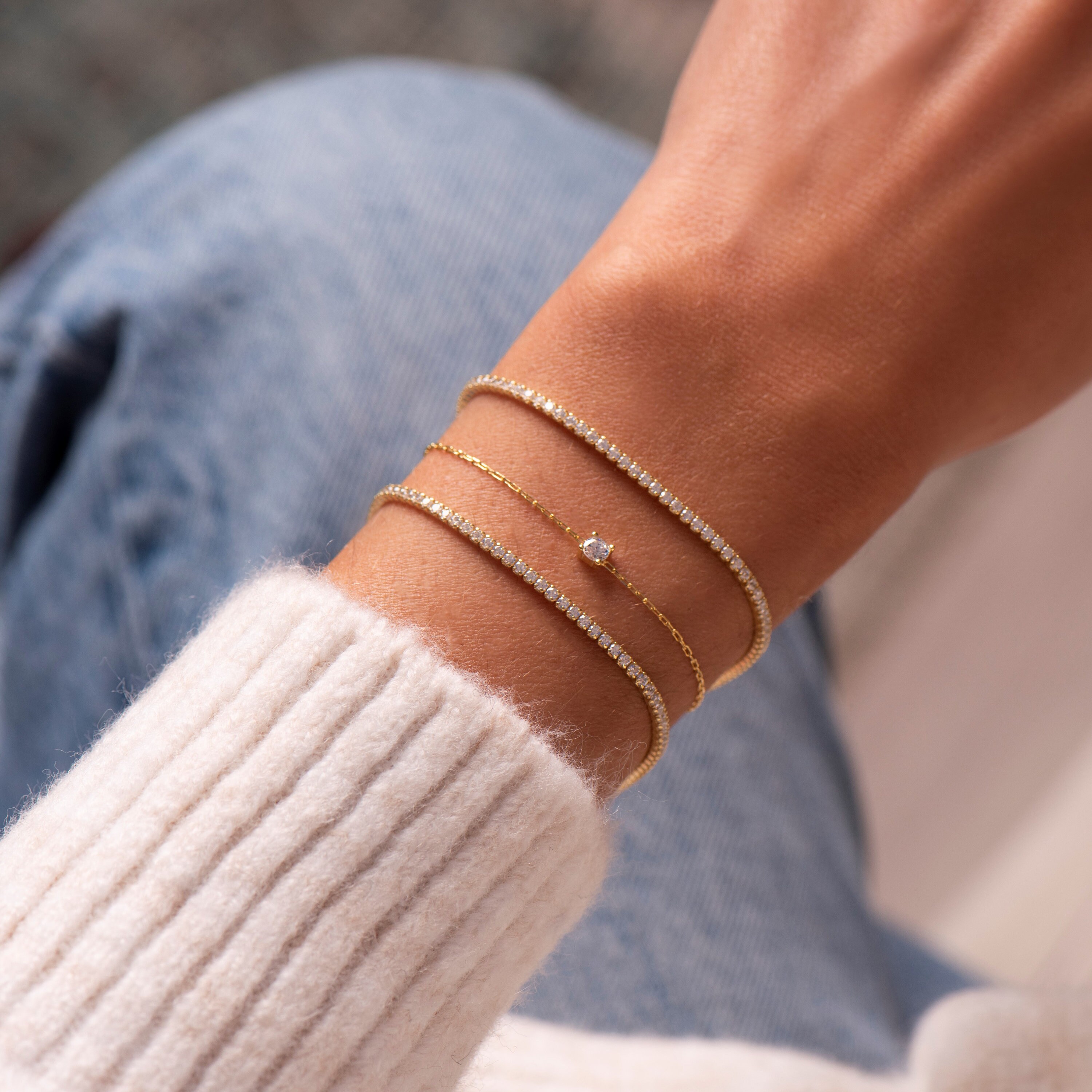 Tennis Bracelet Gold Bracelet for Women Stacking Bracelet - Etsy