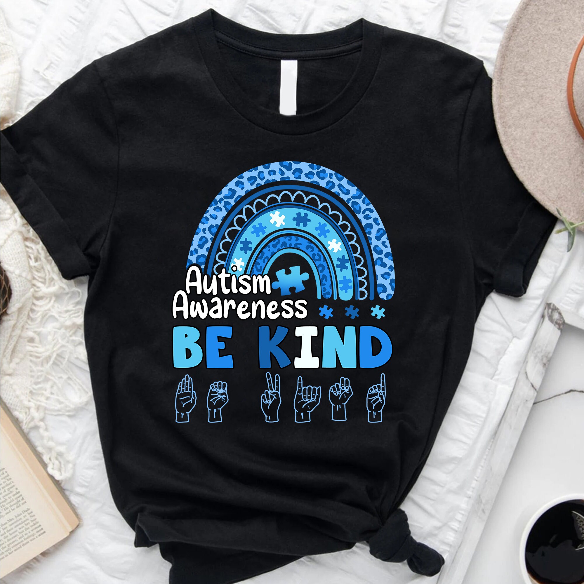 In April We Wear Blue Rainbow Autism Awareness Puzzle Love - Etsy