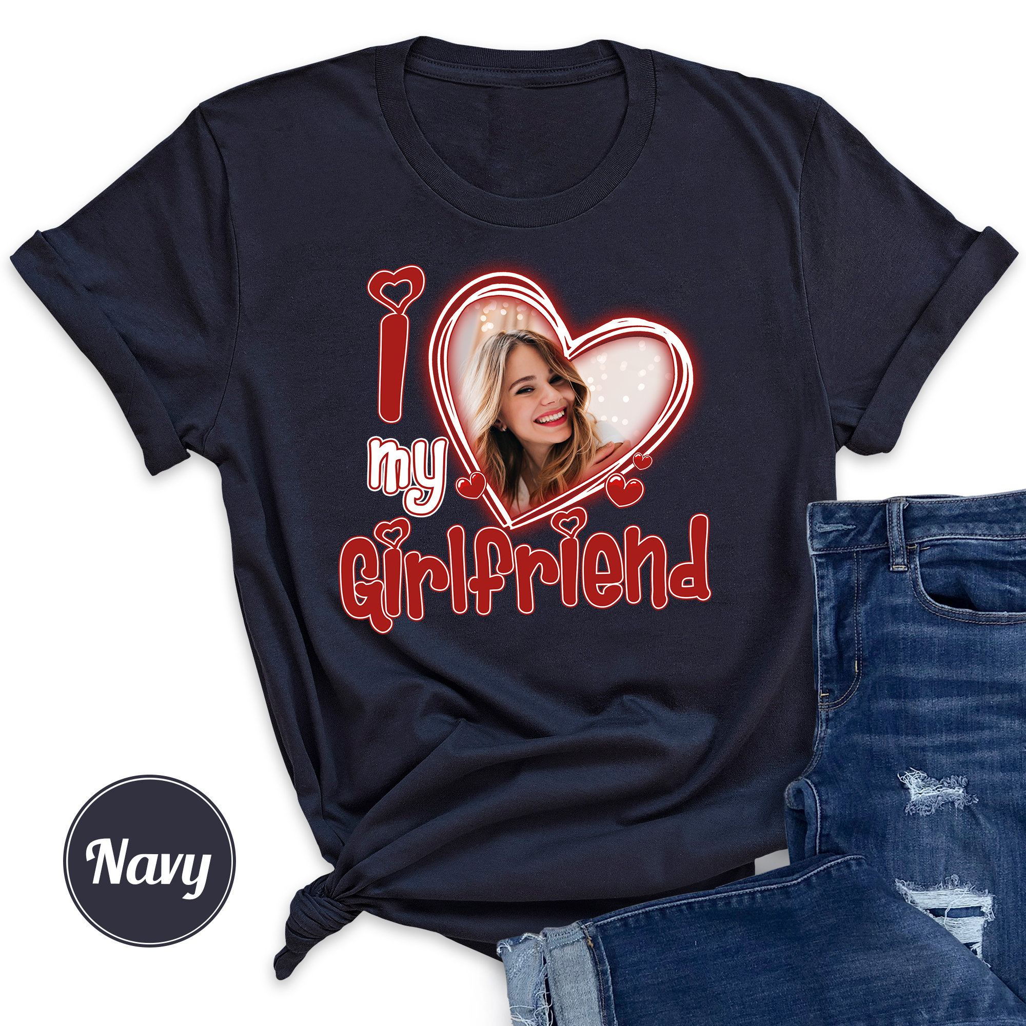 I Love My Girlfriend Shirt Custom Picture,I Love My Girlfriend Custom ...