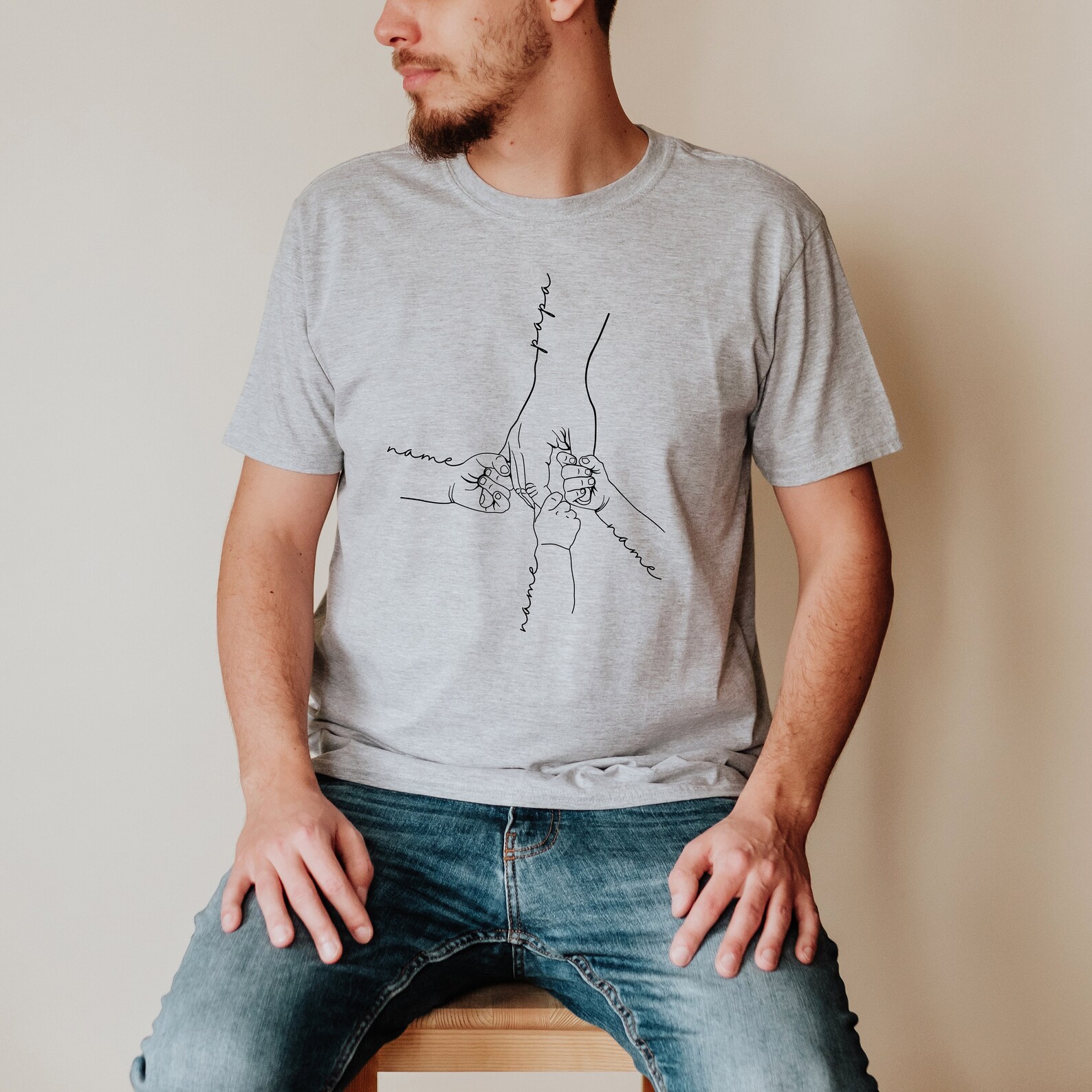 Personalized Kids Grab Papa Hands Custom Kid Names Gift for | Etsy