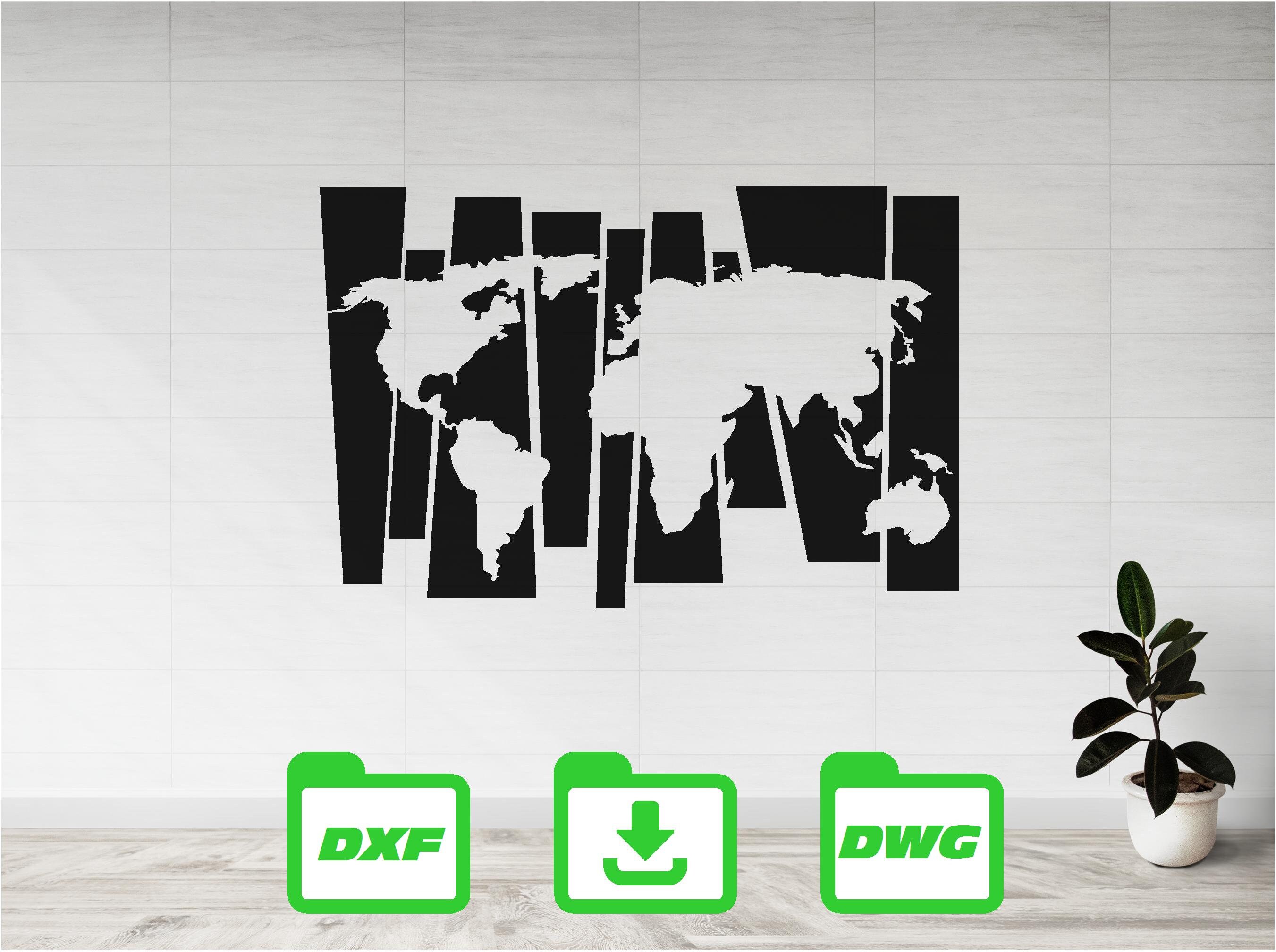Mapa del mundo DWG DXF SVG archivos para mchines cnc | Etsy