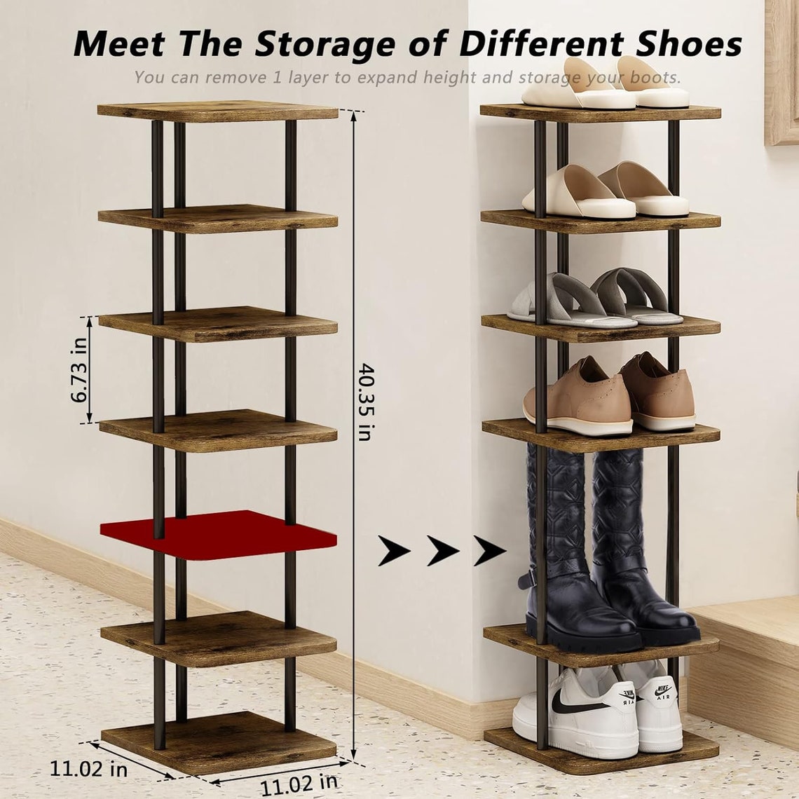 7 Tier Vertical Shoe Storage Organizer Shoe Cabinet Entryway Shoe Rack ...