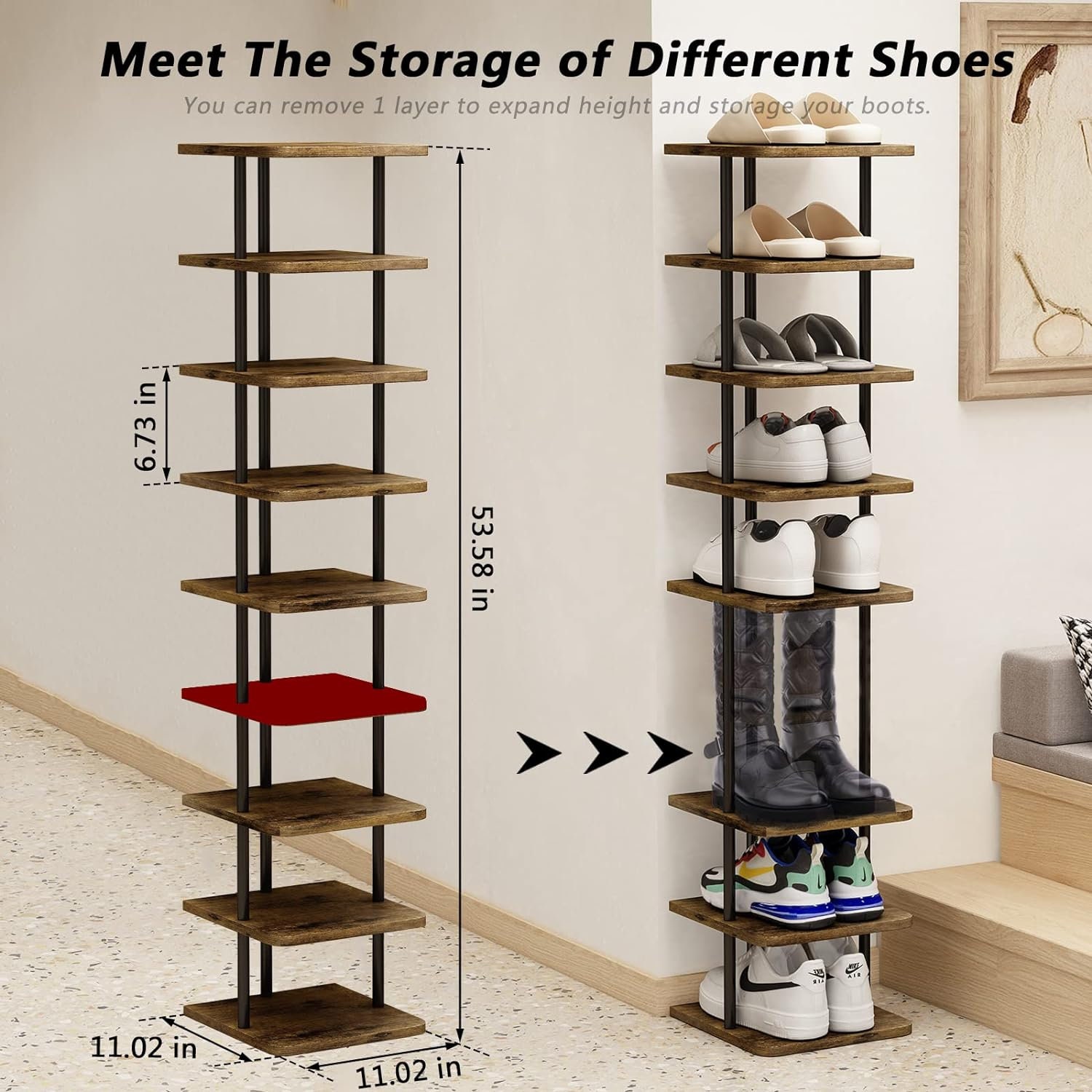 7 Tier Vertical Shoe Storage Organizer Shoe Cabinet Entryway Shoe Rack ...