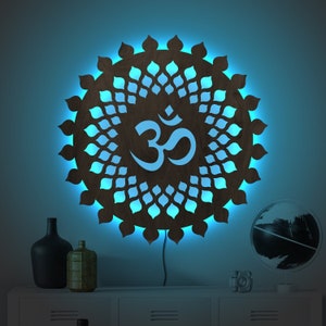 Om Led Light, Mandala Led Wall Art Decor, Mandala Light Sign, Om Symbol ...