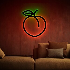 Peach neon sign Peach led sign Peach neon light Peach wall | Etsy
