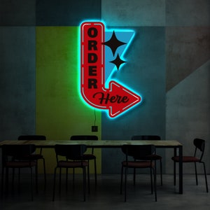 Order Here Neon Sign, Order Here Arrow Light up Sign, Order Here ...