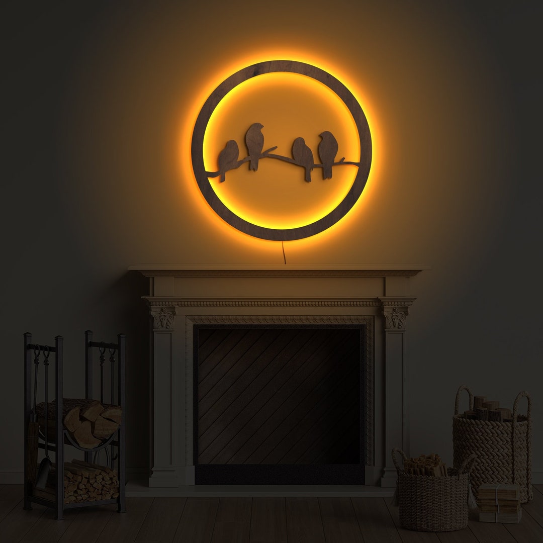 Birds on Tree Wall Art Led, Bird Led Light,bird Lamp,bird Light Sign ...