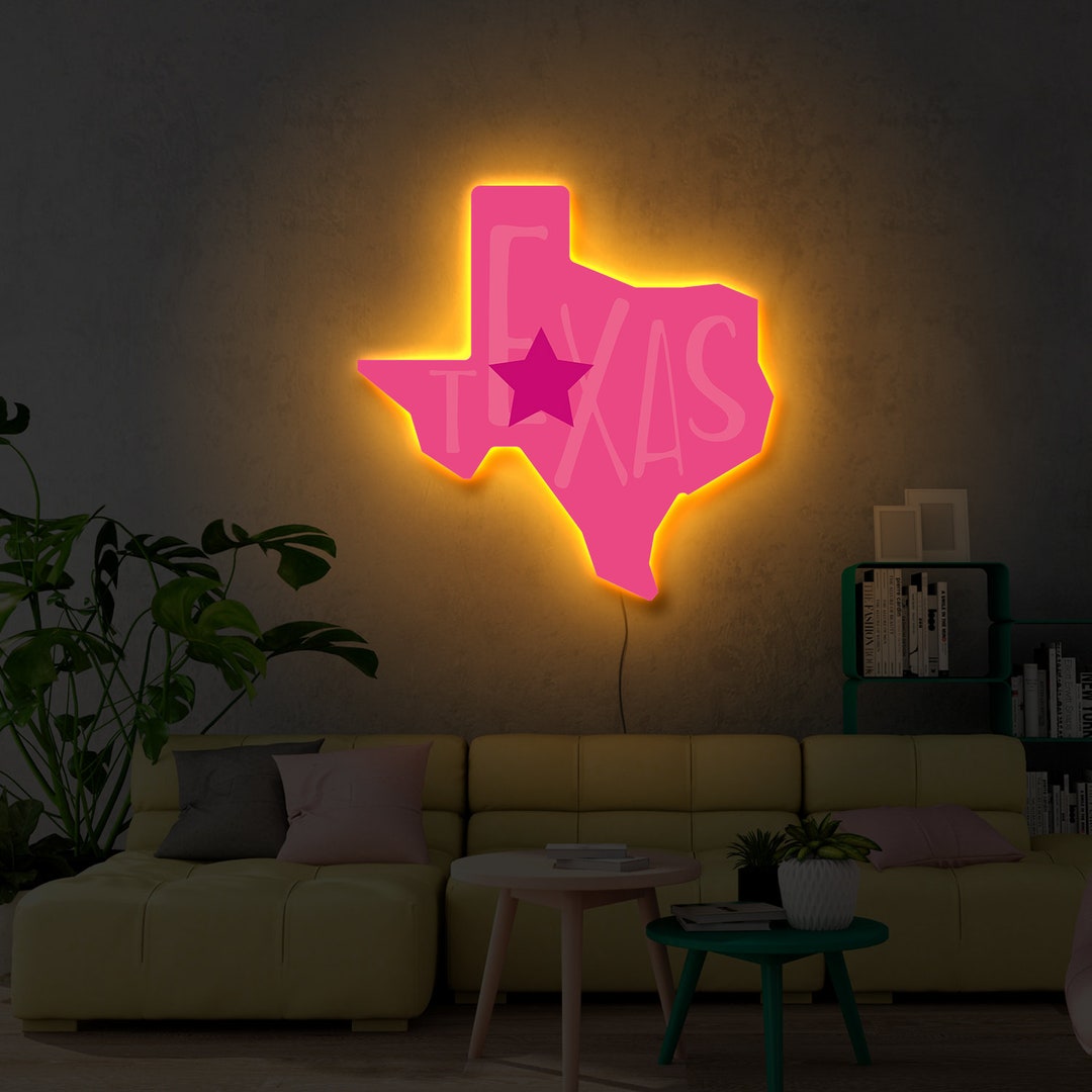 Texas Map Led Sign, Texas Pink Light up Sign, Cowgirl Led Sign, Texas ...