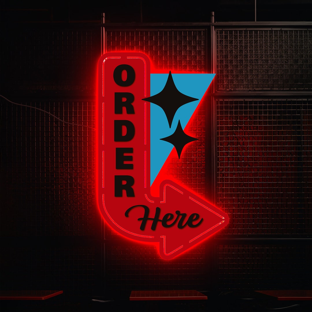 Order Here Arrow Led Sign, Order Here Hanging Sign, Order Here Neon ...