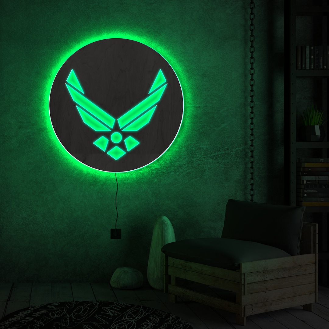 U.S. Air Force Led Sign, Air Force Wood Sign With Light, Air Force Wall ...