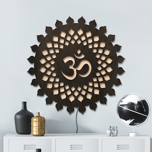 Om Led Light, Mandala Led Wall Art Decor, Mandala Light Sign, Om Symbol ...